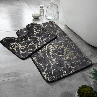 GC GAVENO CAVAILIA 2 Piece Marble Bath Mat Non Slip Highly Water ...