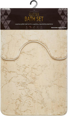 GC Gaveno Cavailia 2 Piece Marble Style Glitter Bath Mat Non Slip Set ...
