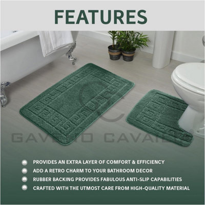 GC GAVENO CAVAILIA Grecian Grace 2 Piece Bath Mat Set Dark Green Quick ...