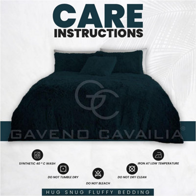GC GAVENO CAVAILIA Hug & Snug Teddy Fleece Double Teal Duvet Cover With Matching Pillowcase Warm ...