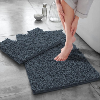 GC GAVENO CAVAILIA Infinity Loop Extra Large 2 Piece Bath Mat Set Dark ...