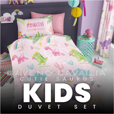 GC GAVENO CAVAILIA Kids Cutie Suraus Pink Single Dinosaur Printed Duvet ...
