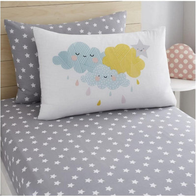 GC GAVENO CAVAILIA Kids Printed Happy Clouds Multi Single Fitted Sheet ...