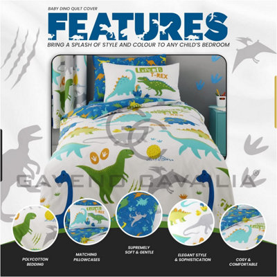 GC GAVENO CAVAILIA Kids Roarsome Dinosaur Multi Single Bed Duvet Cover ...