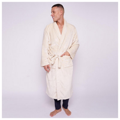 GC GAVENO CAVAILIA Mens Bathrobe Towelling Flannel Plain Mink Fleece ...