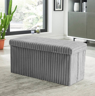 GC GAVENO CAVAILIA Ottoman Storage Bench Box Silver Footstool Storage ...