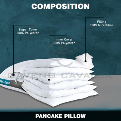 GC GAVENO CAVAILIA Pancake Pillow Microfiber Filled 6 Layers Pillows ...