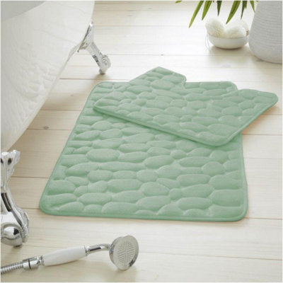 GC GAVENO CAVAILIA Pearl Memory 2 Piece Non Slip Bath Mat Sage Green ...