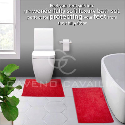 GC GAVENO CAVAILIA Shimmer Soft 2 Piece Bath Mat Set Deep Red Super ...