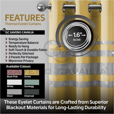 GC GAVENO CAVAILIA Thermal Insulated Kendal Blackout Curtains Super ...