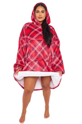 GC GAVENO CAVAILIA XMAS ADULT BLANKET HOODIE CHECK PRINT