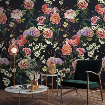 GDUK Photographic Rose Trail 3 lane Repeatable Wallpaper Mural, PInk | DIY at B&Q