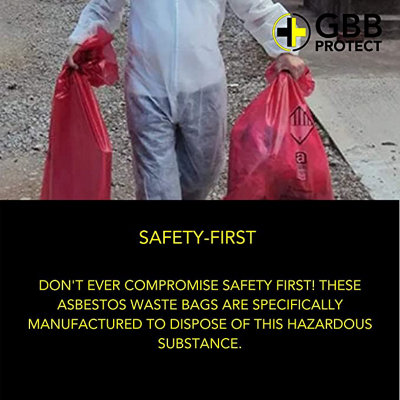 GearbyBear Asbestos Waste Sacks, Clear & Red 100 Pack