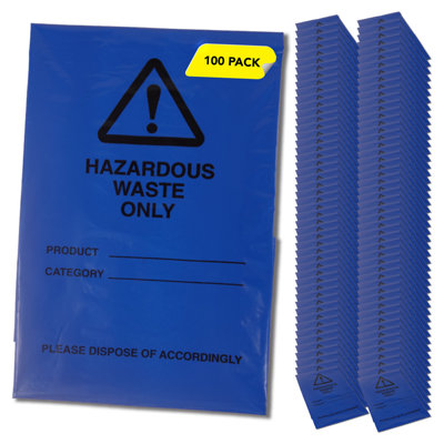 GearbyBear Hazardous Waste Bags - Blue 100 Pack
