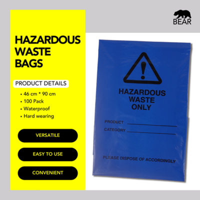 GearbyBear Hazardous Waste Bags - Blue 100 Pack