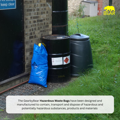 GearbyBear Hazardous Waste Bags - Blue 100 Pack