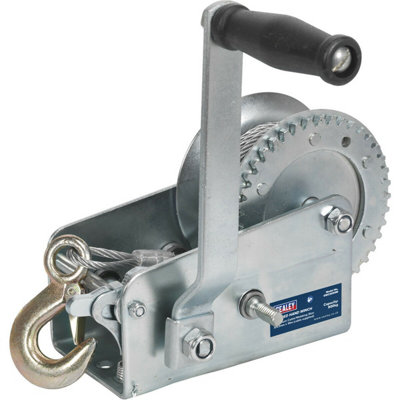 Geared Hand Winch with Cable - 900kg Capacity - Hardened Steel - Manual ...