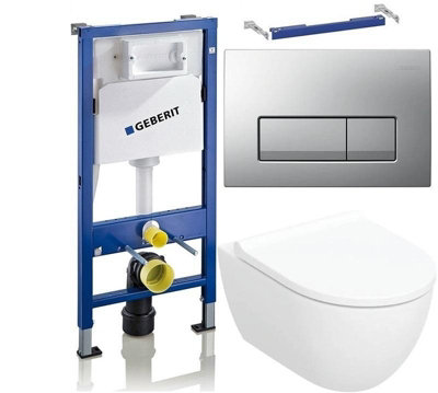 Geberit Acanto Wall Hung Toilet Turbo Flush Shrouded Duofix Delta 50 ...