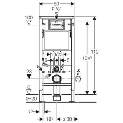 Geberit Duofix 1.12m WC Toilet Frame Delta Cistern Wall Brackets WC ...