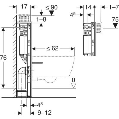 Geberit Duofix Alpha Wc Frame 820mm Concealed Cistern Brackets Acoustic ...