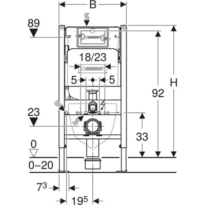 Geberit Duofix Toilet Concealed Cistern Frame 98cm with Geberit Delta ...