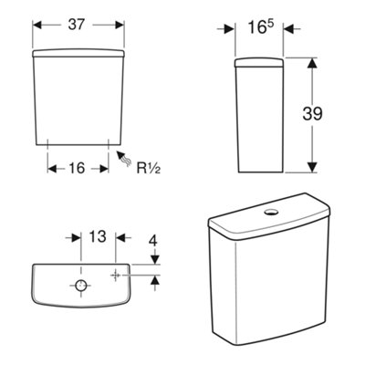 Geberit Selnova floor standing close coupled toilet (open back ...