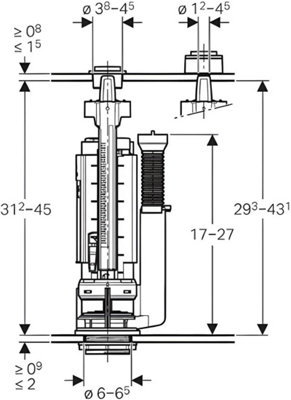 Geberit Type 290 Dual Flush Valve, 380AG Fill Valve Set with Doughnut ...