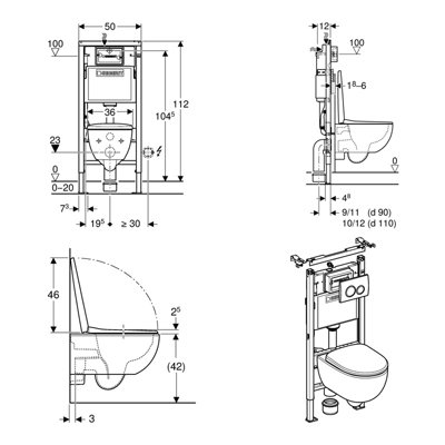 Geberit Wall-Hung 4-in-1 Frame, Flush Plate, Selnova Rimless Pan & Soft ...