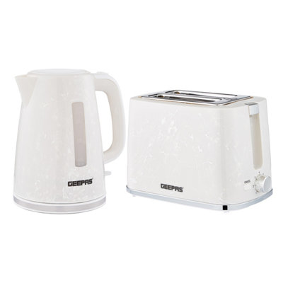 Geepas 1.7L Kettle and 2 Slice Toaster Set with Marble Pattern Design ...