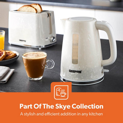 Geepas 1.7L Kettle and 2 Slice Toaster Set with Marble Pattern Design ...