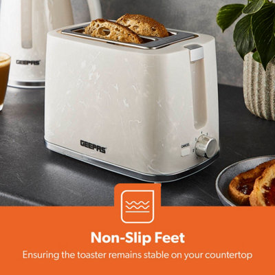 Geepas 1.7L Kettle and 2 Slice Toaster Set with Marble Pattern Design ...