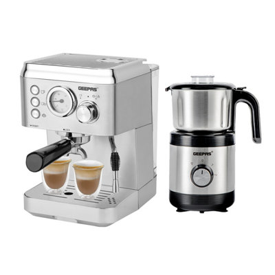 Geepas 1140W Espresso & Cappuccino Coffee Machine & 450W Coffee Grinder ...