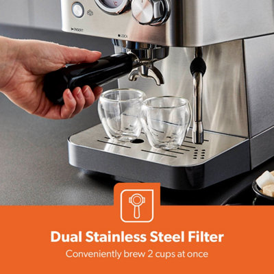 Geepas 1140W Espresso & Cappuccino Coffee Machine & 450W Coffee Grinder ...