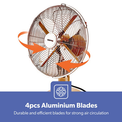 Geepas 12" Metal Desk Fan Electric Fan 3-Speeds For Table Home Office