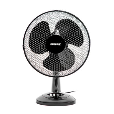 GEEPAS 12" Oscillating Table Fan 3 Blades Adjustable Tilt, Black