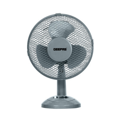 GEEPAS 12" Oscillating Table Fan 3 Blades Adjustable Tilt, Grey