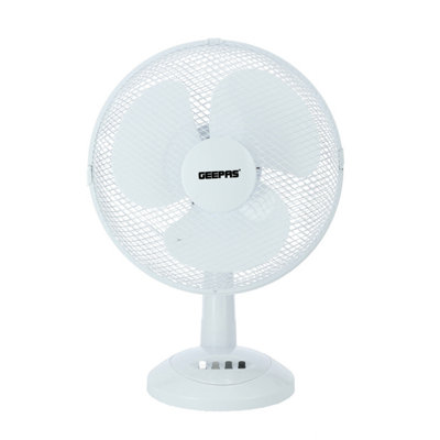 GEEPAS 12" Oscillating Table Fan 3 Blades Adjustable Tilt, White