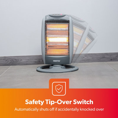 Geepas 1200W Halogen Heater Portable Instant Heating with 3 Heat Settings