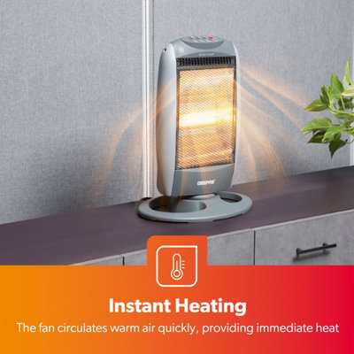 Geepas 1200W Halogen Heater Portable Instant Heating with 3 Heat Settings