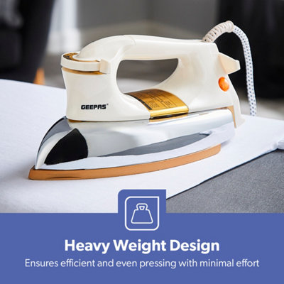 Geepas 1200W Heavy Weight Dry Iron Non Stick Sole Plate Overheat Protection