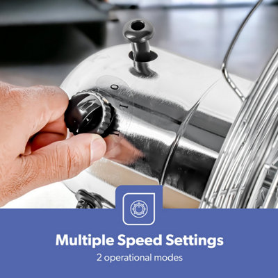 Geepas 12inch Chrome Metal Desk Fan Electric Fan 3 Speed Oscillating ...