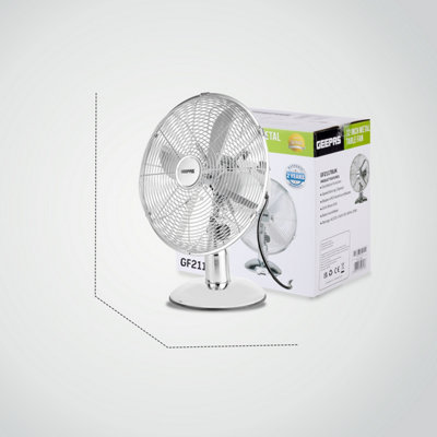 Geepas 12inch Chrome Metal Desk Fan Electric Fan 3 Speed Oscillating ...