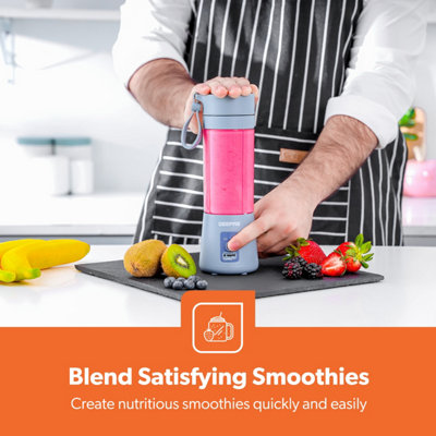 Geepas 150W Mini Rechargeable Blender Smoothie Maker Kitchen Gym 330ml ...