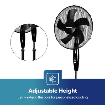 GEEPAS 16 Inch 5 blade Pedestal Fan 45W Oscillating Cooling Fan Height ...
