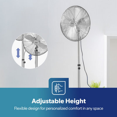 Geepas 16 Inch Chrome Metal Pedestal Fan Floor Fan 3-Speed