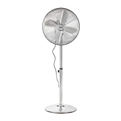 Geepas 16 Inch Chrome Metal Pedestal Fan Heavy Duty Electric Standing ...