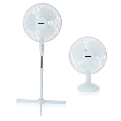 Geepas 16-Inch Pedestal Fan & 12-Inch Table Fan Combo Set, 40W Electric ...