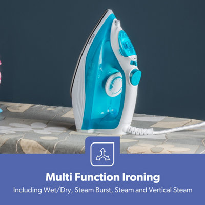Geepas 1750W Dry & Wet Steam Iron Temperature Control, Non-Stick ...