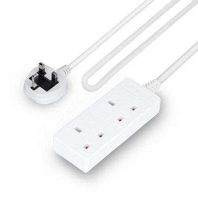 GEEPAS 2 Gang Extension Lead, 1M Cable Wall Mountable