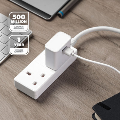 GEEPAS 2 Gang Extension Lead, 2M Cable Wall Mountable